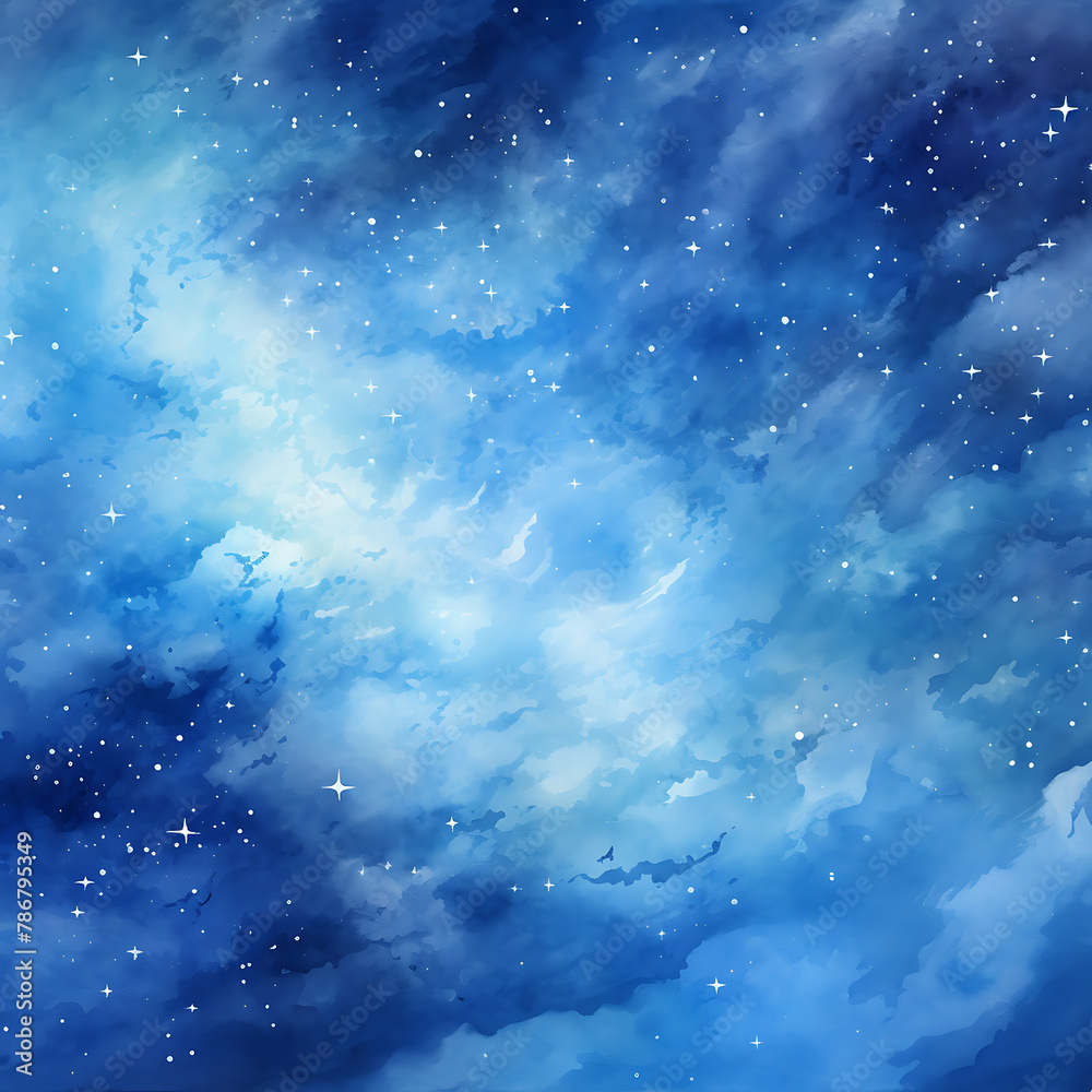 Blue night sky with stars and nebula background. Vector illustration ...