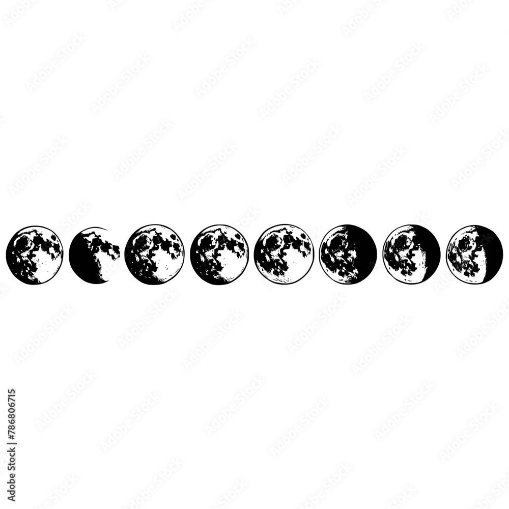 Vetor de Moon Bundle, Moon Phases, Lunar Phases, Moon Phase, Crescent ...