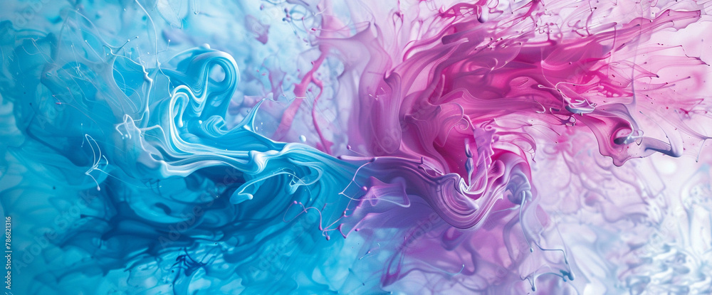 Swirls of intense magenta and calming pastel blue collide on a pristine ...