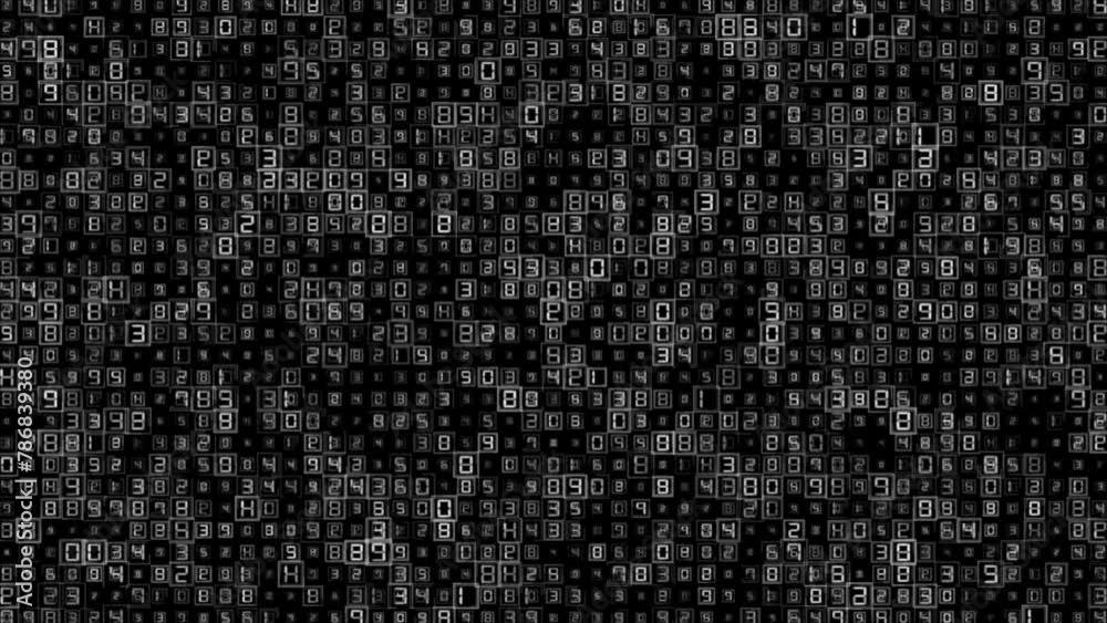 Digital background binary code in numbers HUD UI screen technological VJ Loop animation ...