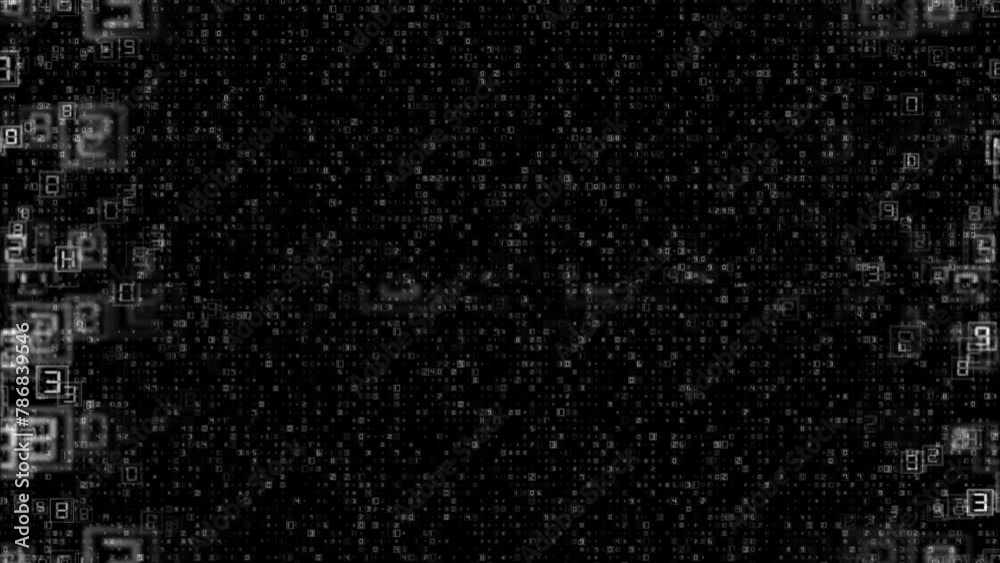 Vidéo Stock Digital background binary codes numbers HUD UI falling big and small tech Loop ...