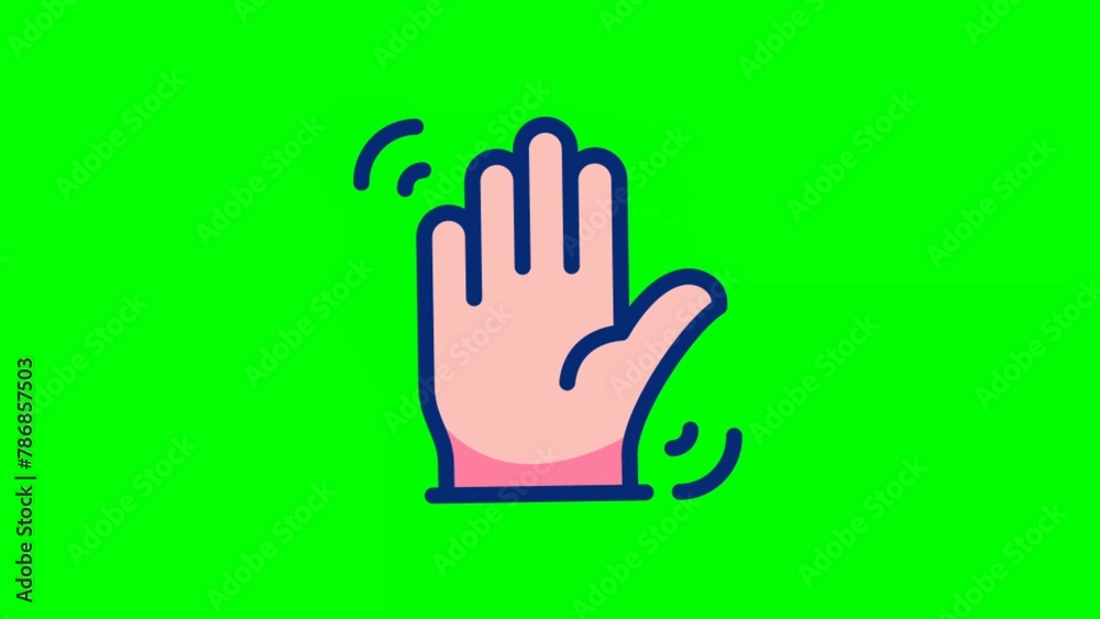 illustration type Waving Hand Design on Green Background, Waving ...