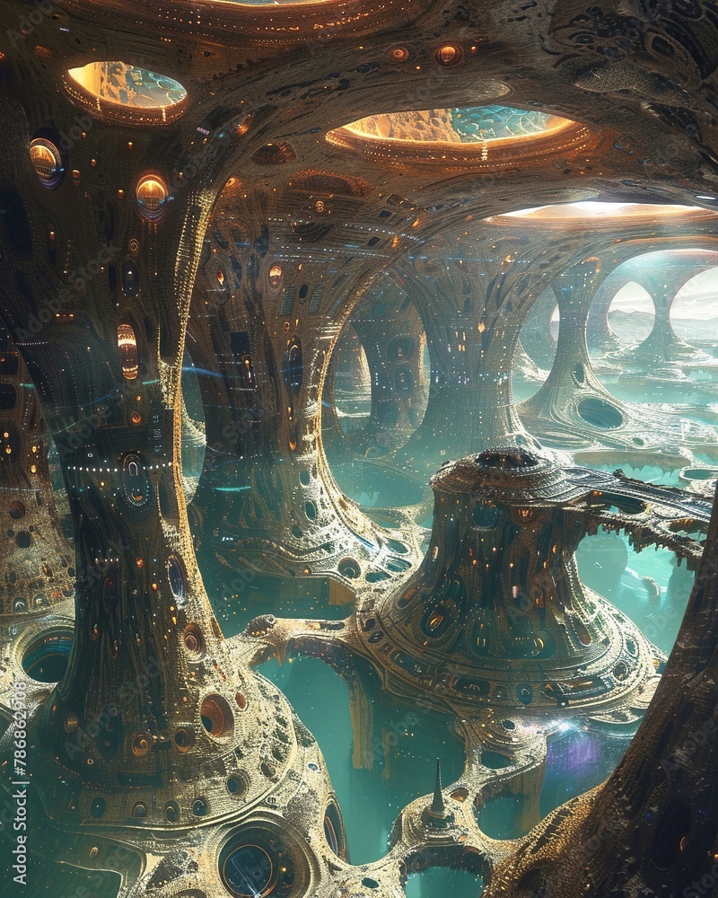Design a visually stunning image from a worms-eye view perspective ...