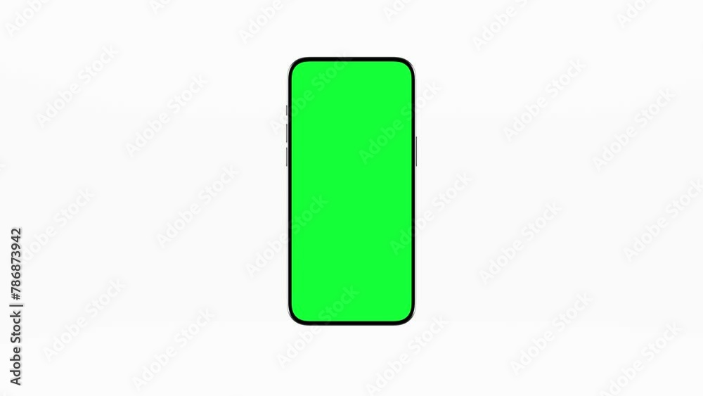 Smartphone Display with Green Screen for Chroma Key. Rotating Mock Up ...