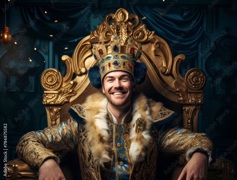 A photo ceremony of an European king, who has a brown mustache wearing ...