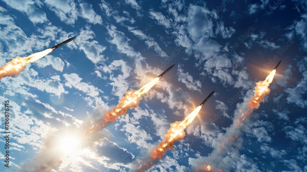 High-stakes moment as a salvo of rockets bursts from launchers, aimed ...