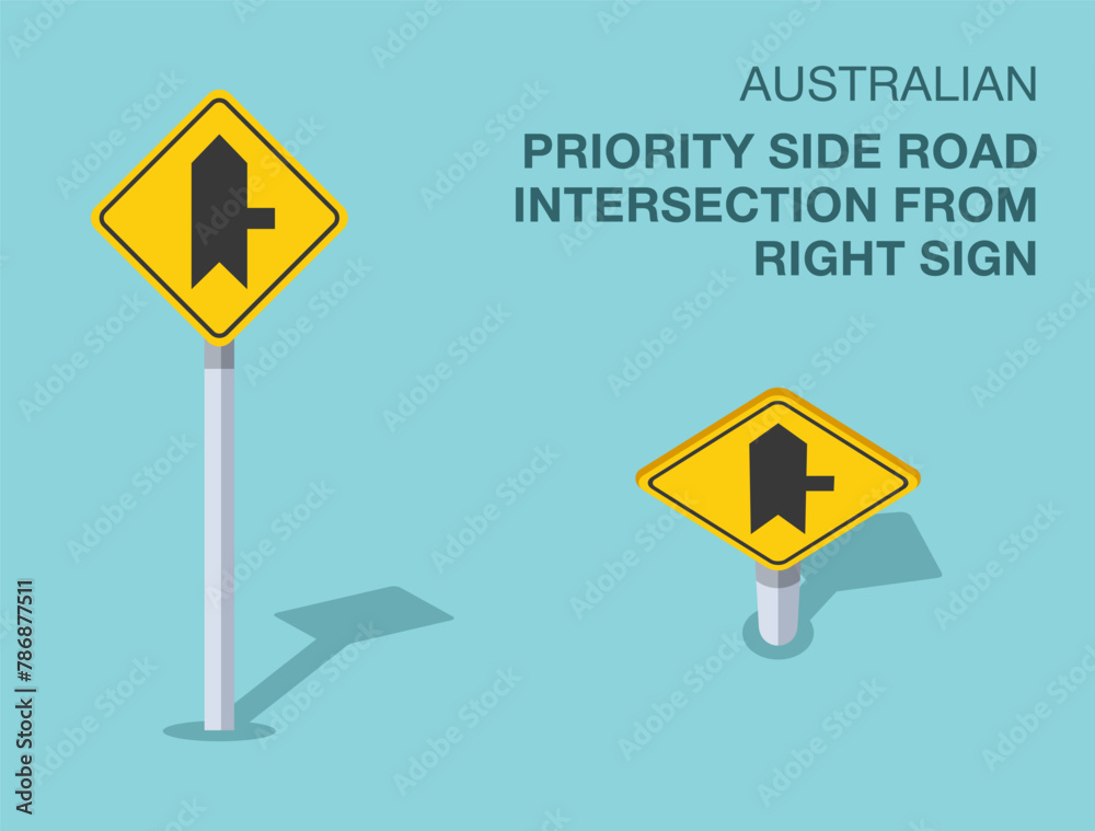 Traffic regulation rules. Isolated Australian "priority side road ...