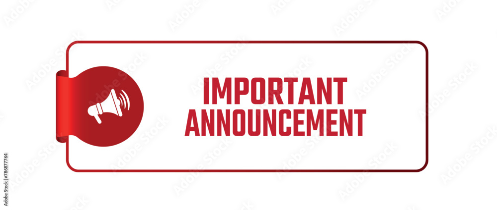 important announcement sign on white background Stock Vector | Adobe Stock