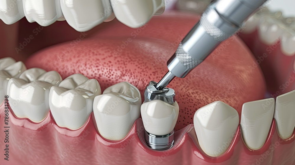 Design a visually detailed 3D render illustrating a dental professional ...