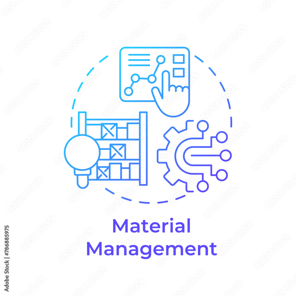 Material management blue gradient concept icon. Supply chain logistics ...