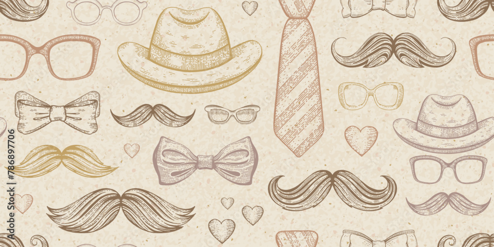 Vintage pattern for Father day on old craft paper background. Dad day ...