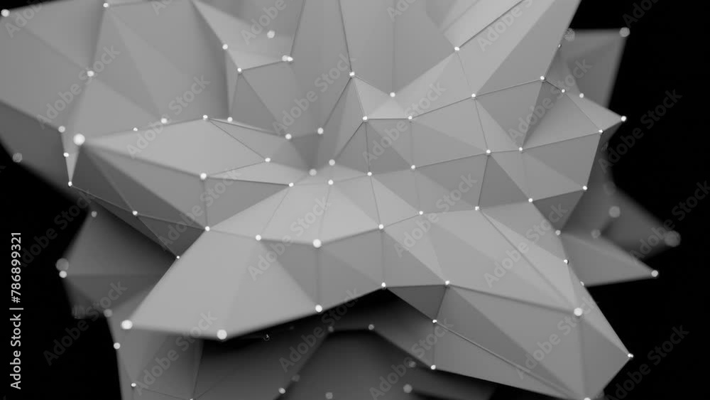 Seamless loop. Abstract geometry moving. Depth of field effect. AI ...