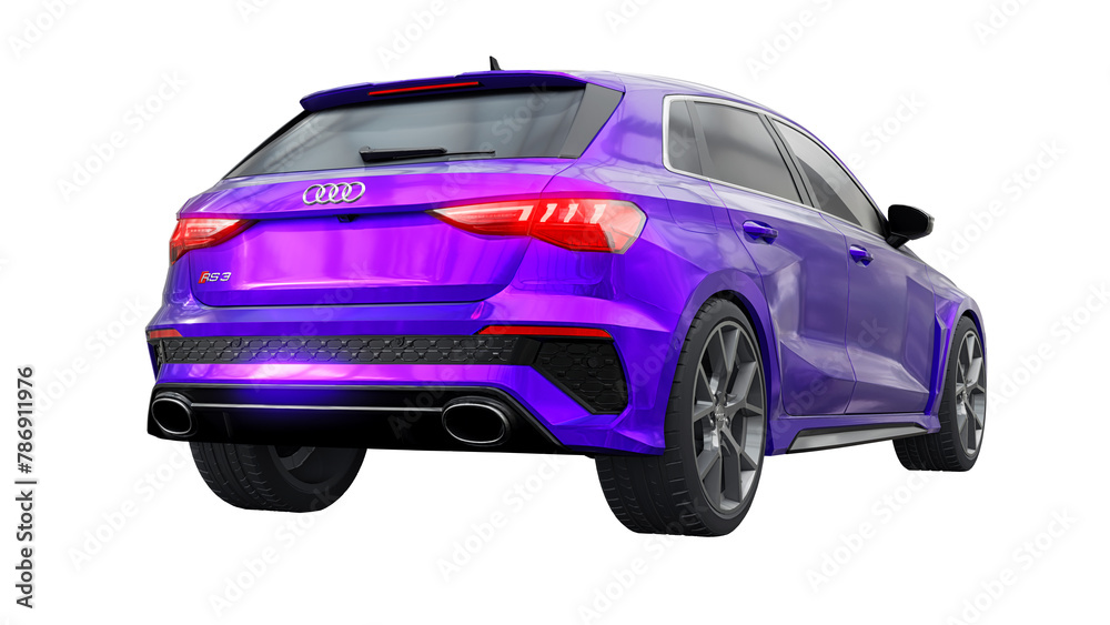 Berlin. Germany. February 20, 2024. Audi RS3 2022. Dark violet sports ...