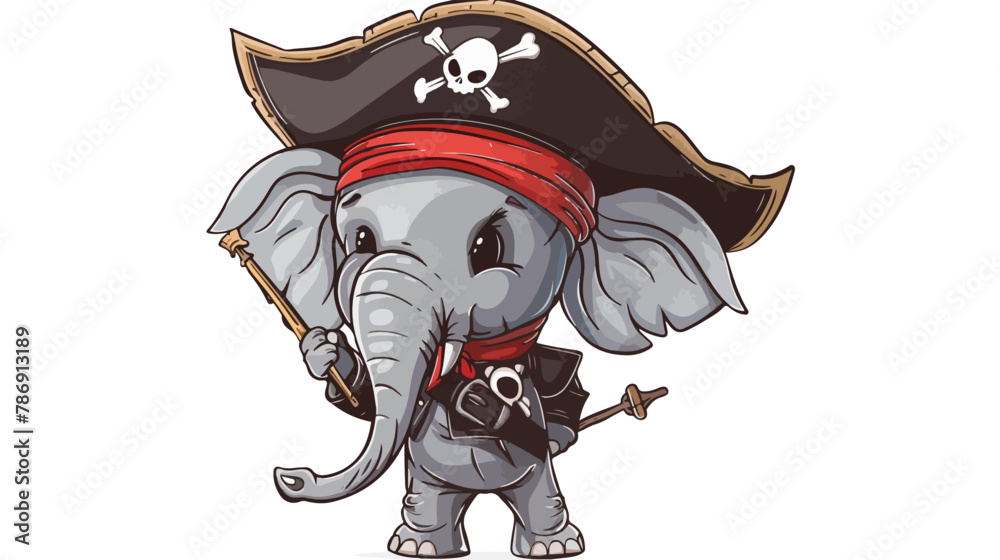 Cartoon illustration of cute elephant pirate Vector illustration Stock ...