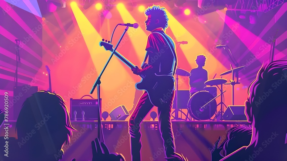 pixel art singer singing backstage at concert Stock Illustration ...