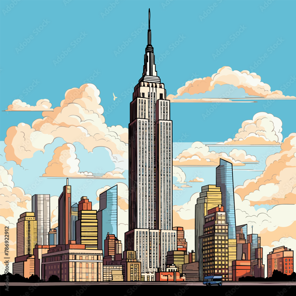 Empire State Building. Empire State Building hand-drawn comic ...