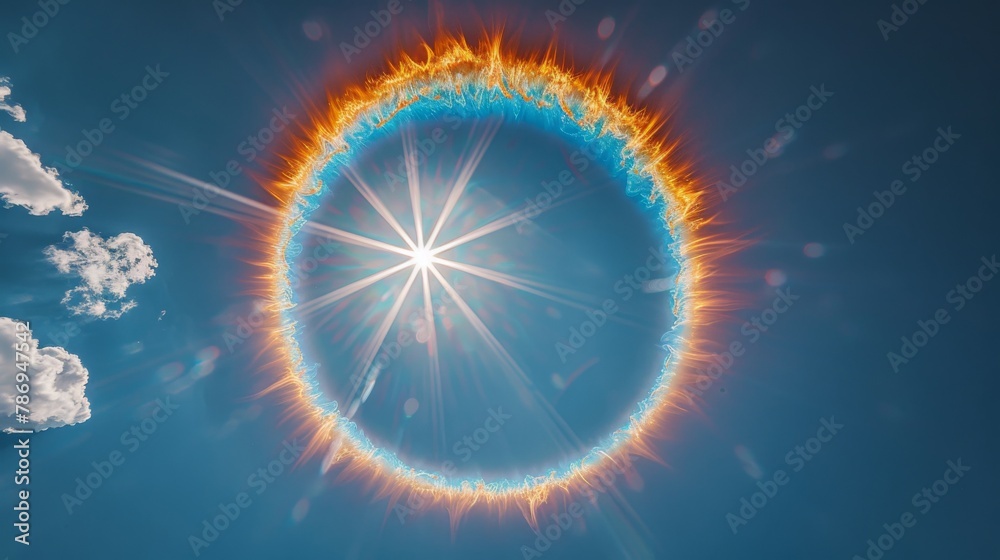 An impressive display of a solar halo, with a ring of light encircling ...