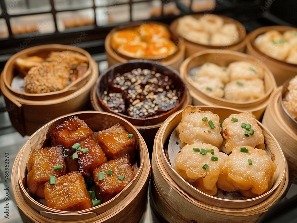 Authentic Chinese Dim Sum Delights: A Variety of Dumplings, Steamed ...