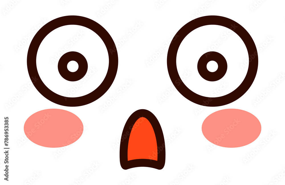 Photo & Art Print Astonished face. Cute kawaii emoji with flushed ...