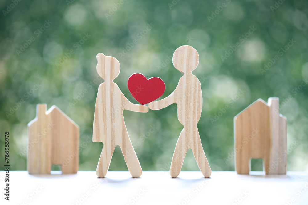 Friendship, Two neighbor friendly greeting on natural green background ...