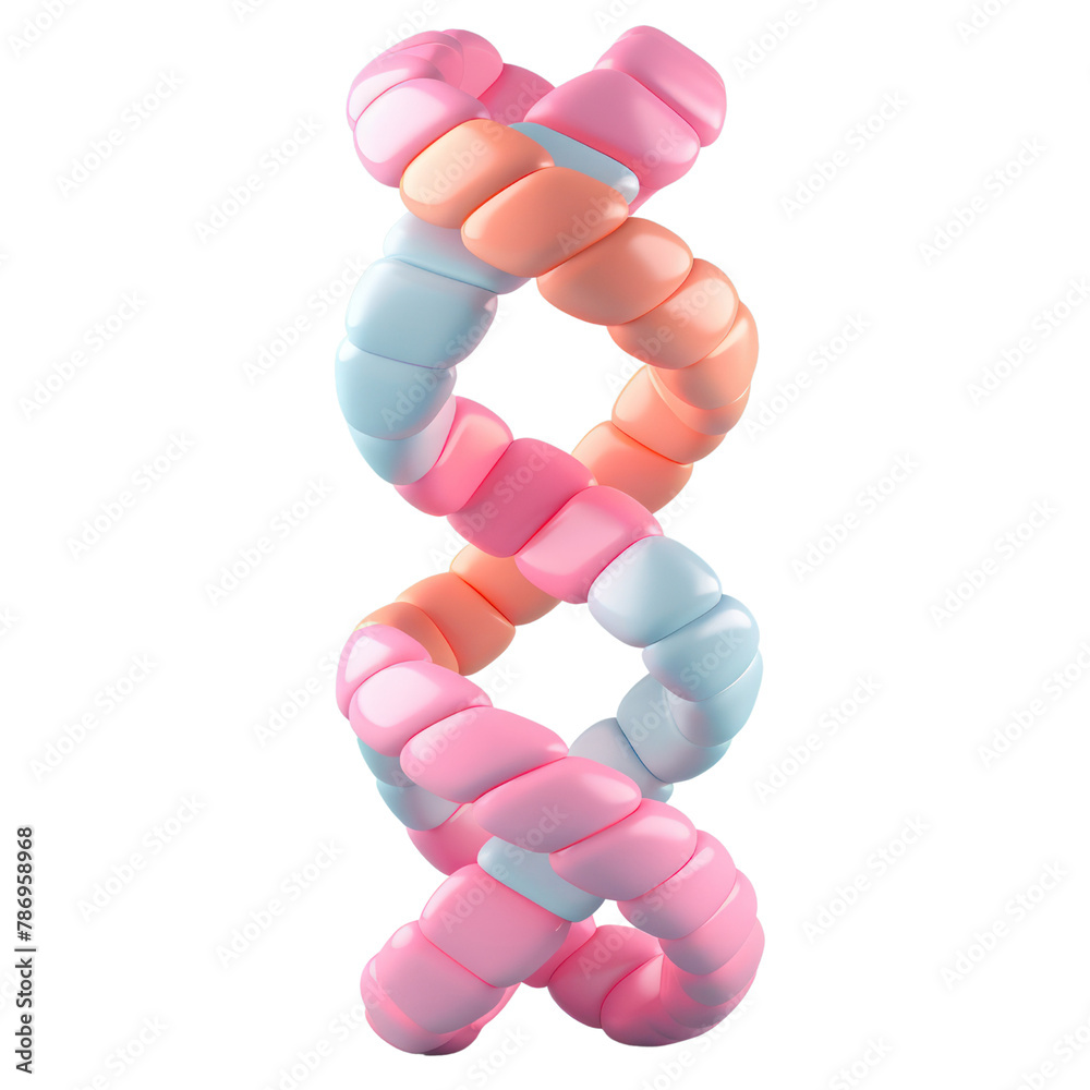 cute 3D DNA clay icon rendered soft pastel color blender plain surface ...