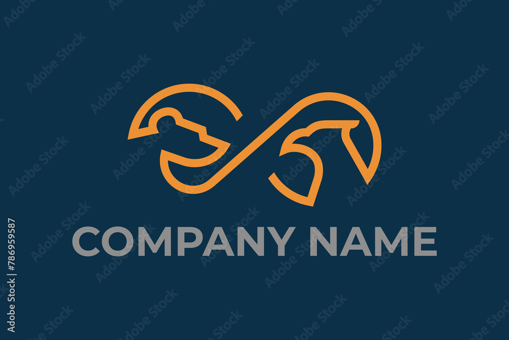 Bear and eagle logo design, cafe logo design, infinity logo template, brand logo design Stock ...