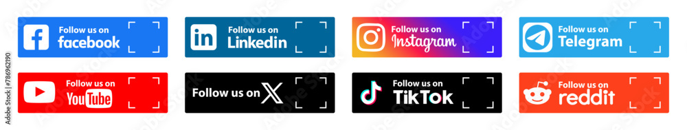 Social Media Icons,Facebook,Instagram,Twitter ,YouTube,Telegram,Reddit ...