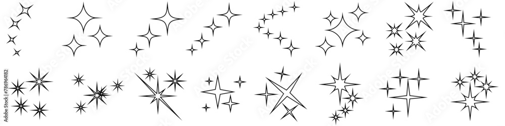 Star icon vector set. Twinkling star illustration sign collection. Sparkles symbol. Shining ...