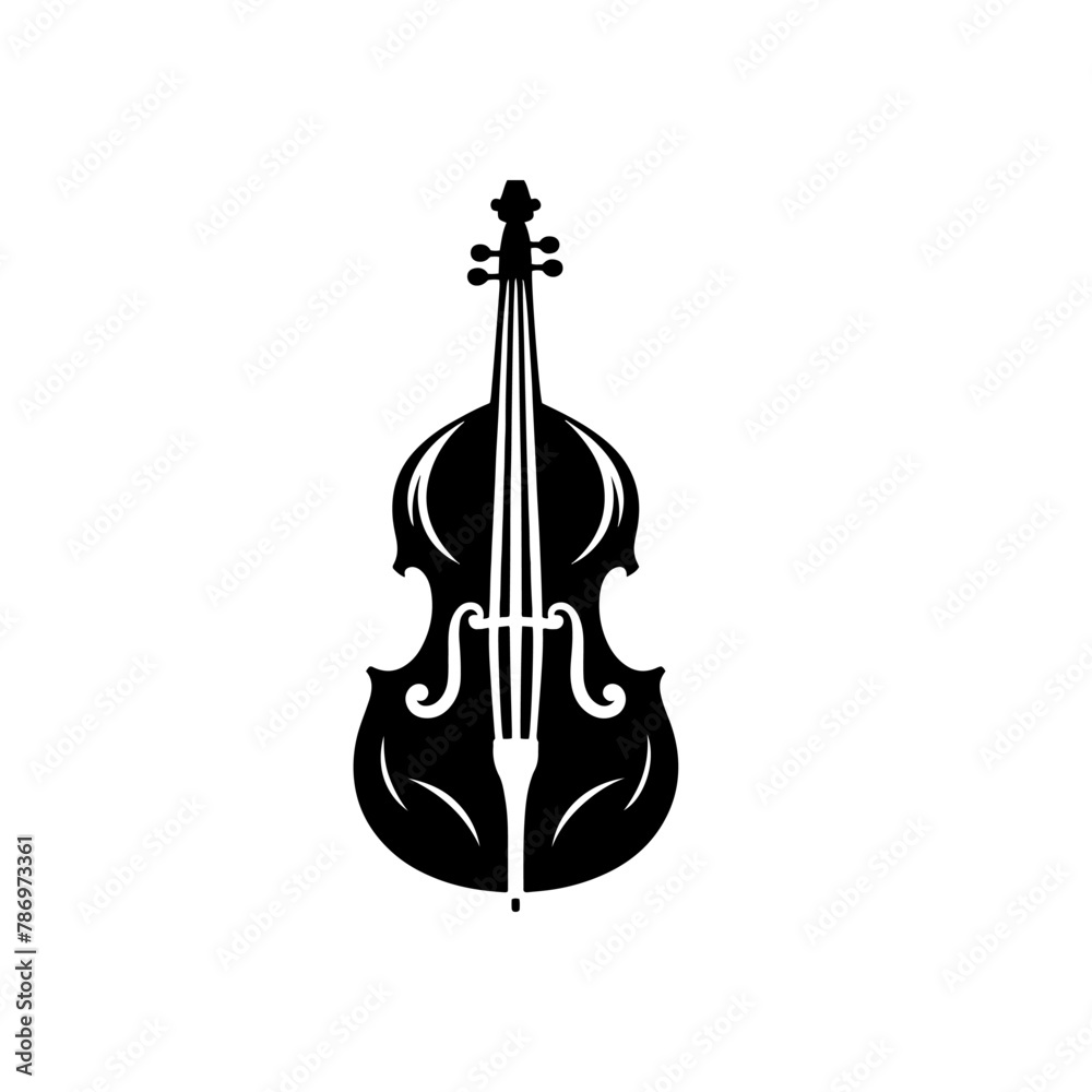 Low End Reverberation: Black Vector Silhouette of a Double Bass ...