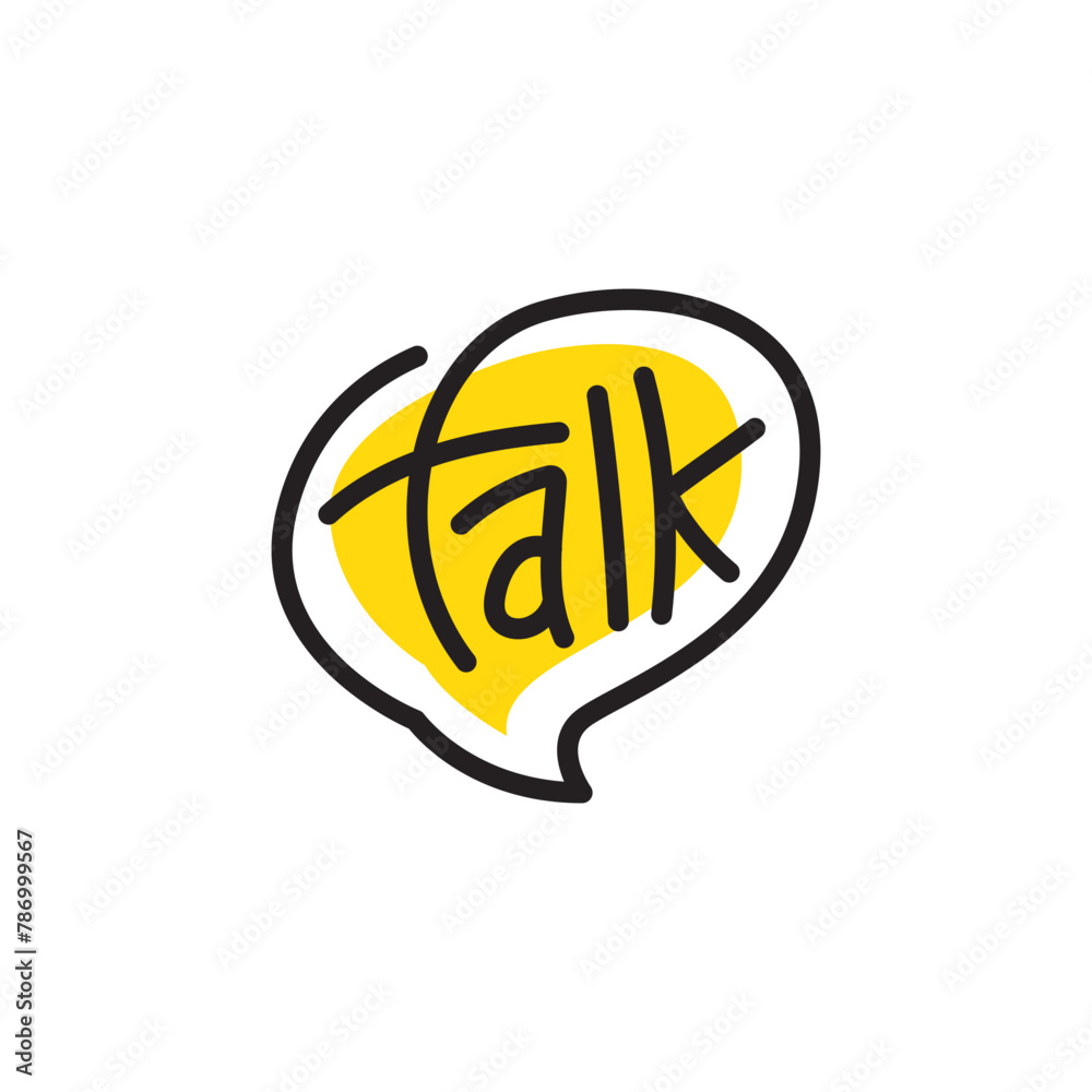 chat bubble line art illustration talk lettering logo design 2 Stock ...