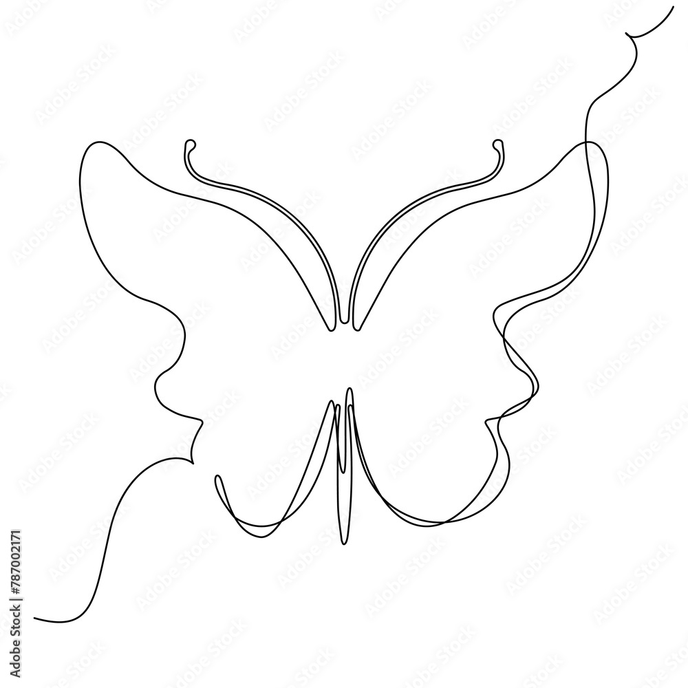 Vetor de Continuous Thin Line Butterfly, Minimalist Butterflies Drawing ...