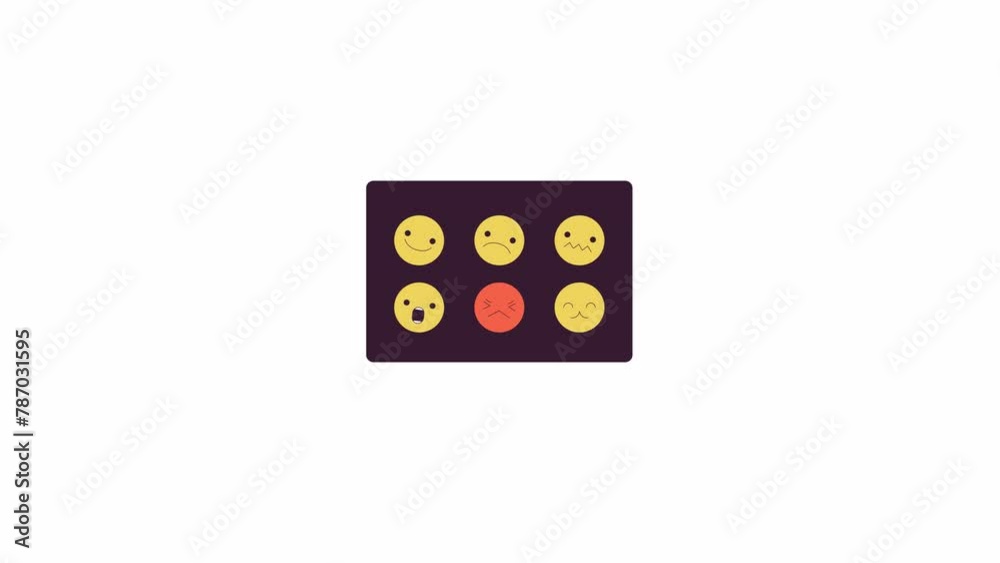Feelings visualization with emojis line 2D objects animation. Facial ...
