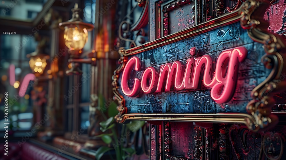 Present Coming Soon in refined typography against a rich burgundy ...