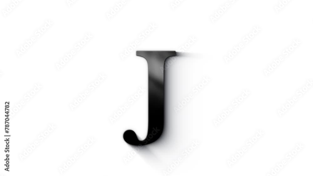Black letter J is on fire, letter with particles and ash, alphabet ...