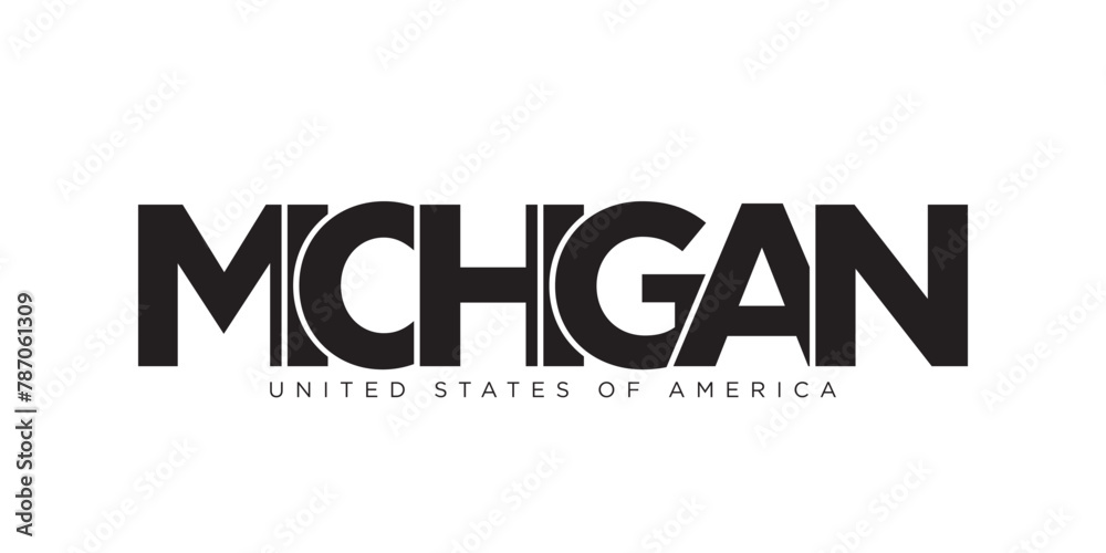 Michigan, USA typography slogan design. America logo with graphic city ...