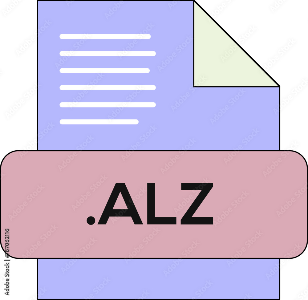 ALZ File Extension Icon fill and bebes writing Stock Vector | Adobe Stock