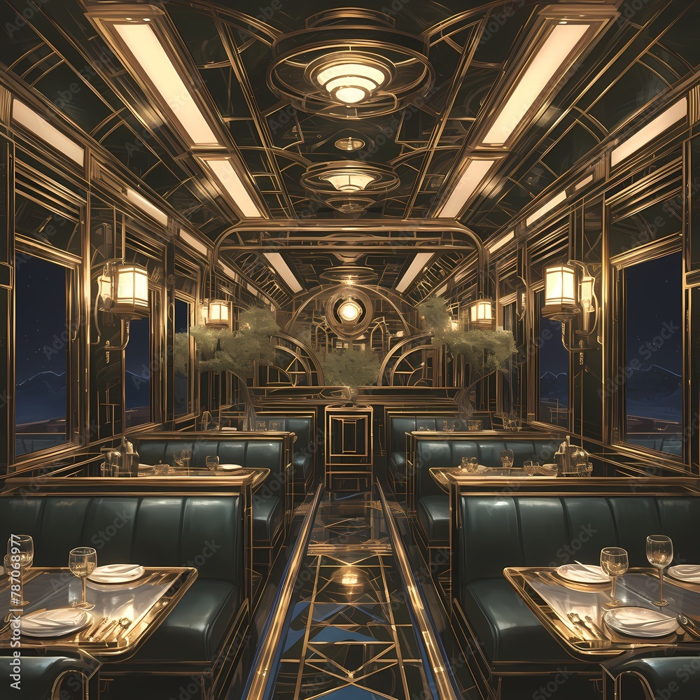 Step into the opulence of a gold and black Art Deco train interior ...