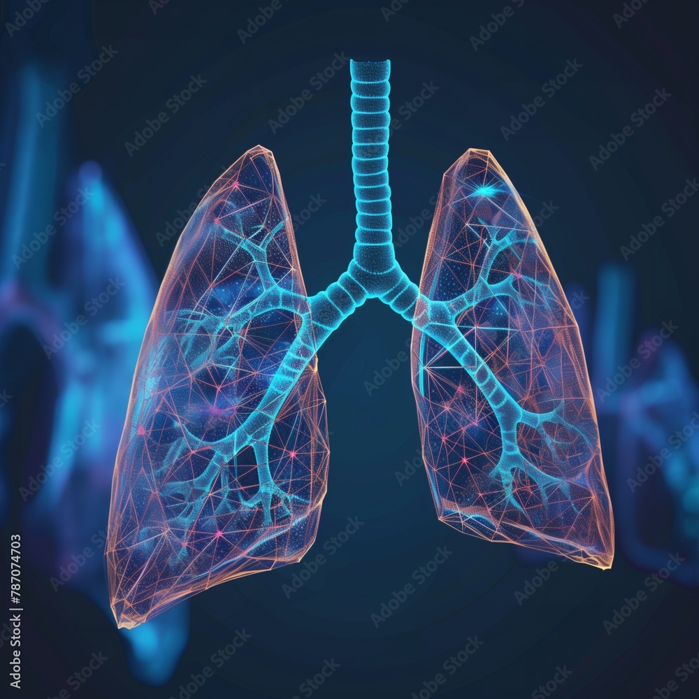AI generated illustration of human lungs on translucent background ...