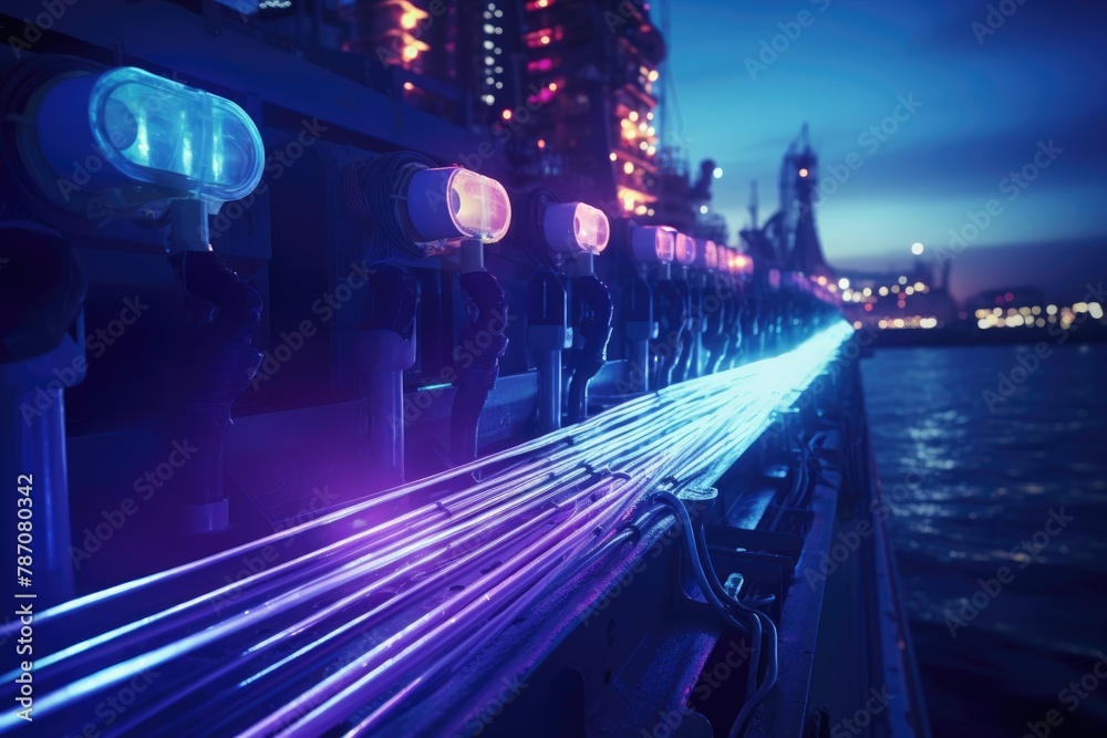 An image of a submarine fiber optic cable as a bridge between ...