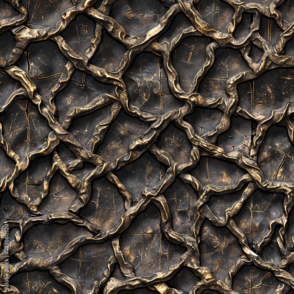 a complex pattern of welding metal and rugged textures, creating an ...