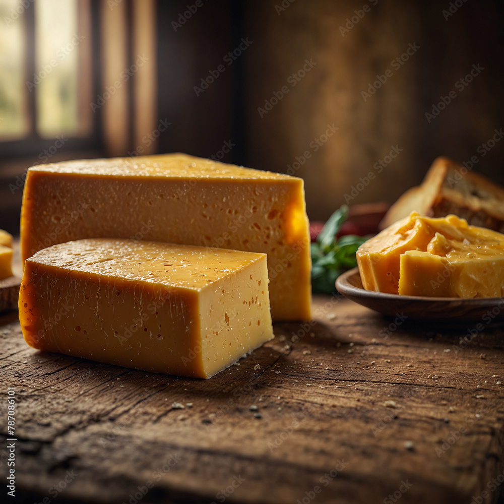 Traditional natural cheddar cheese. Aged Kashar cheese matured through ...