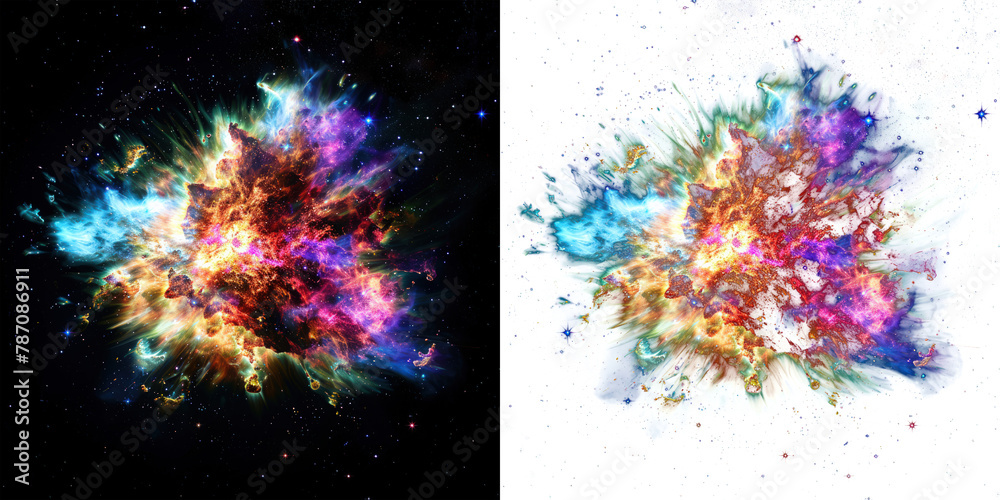 cosmic nova radiant bursts iridescent colors supernova sci-fi stars ...