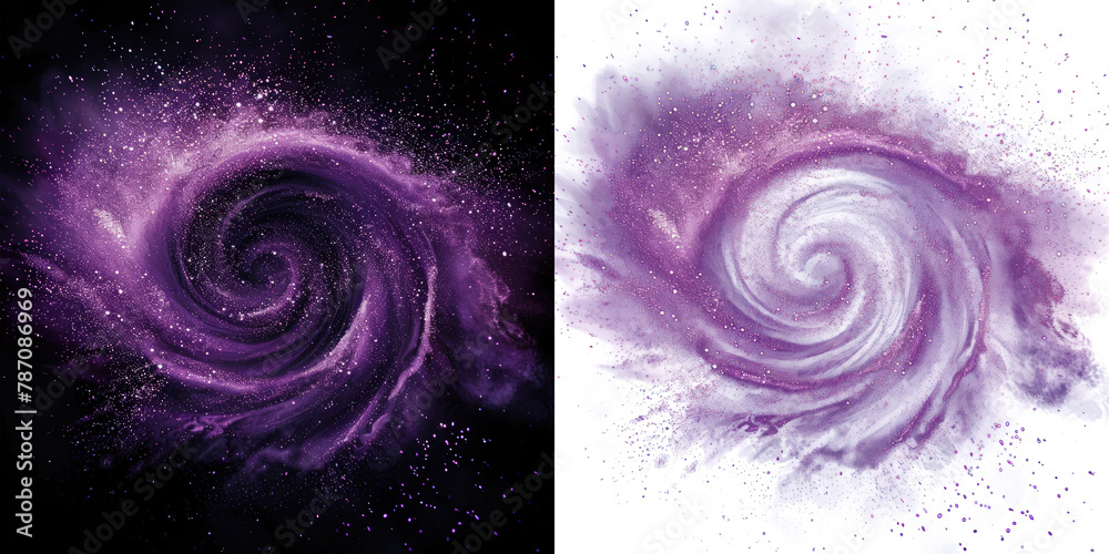 purple abstract circle galaxy particle effect, ring with swirling ...
