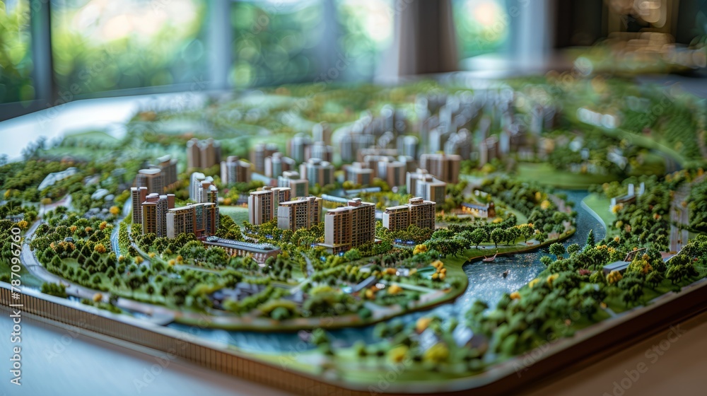 scale model of an urban planning development. A small utopian ...