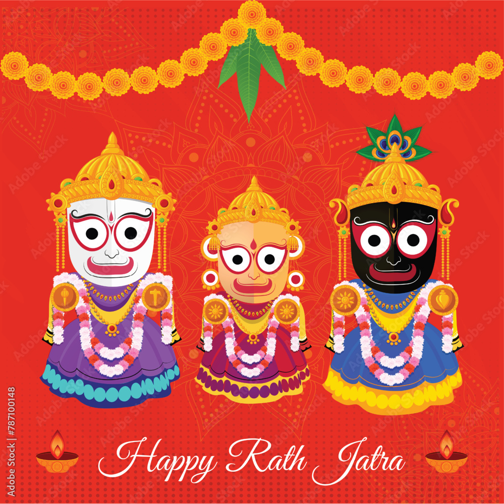 happy jagannath rath yatra poster design with background Stock Vector ...