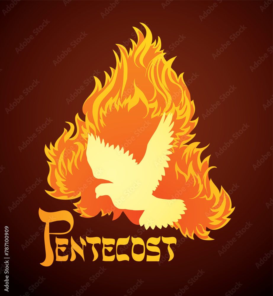 Pentecost sunday. Baptism with the Holy Spirit. Vector drawing icon ...