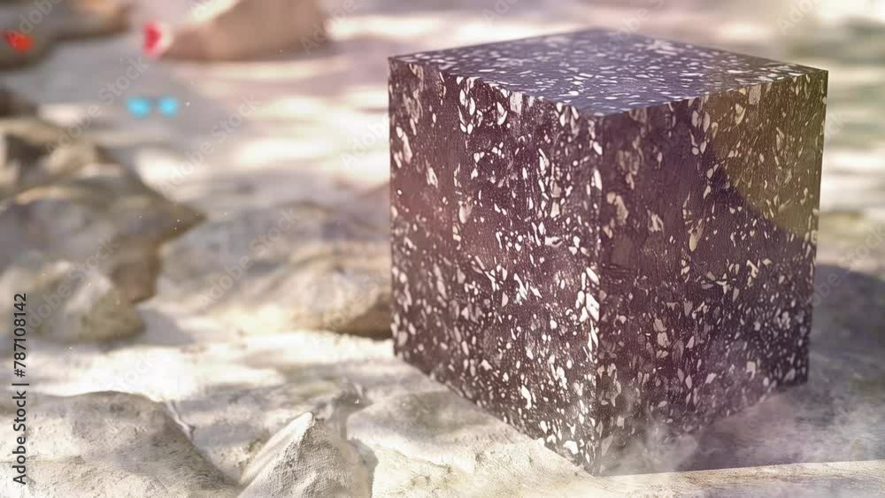 realistic render of a cubic shape with granite material. seamless ...