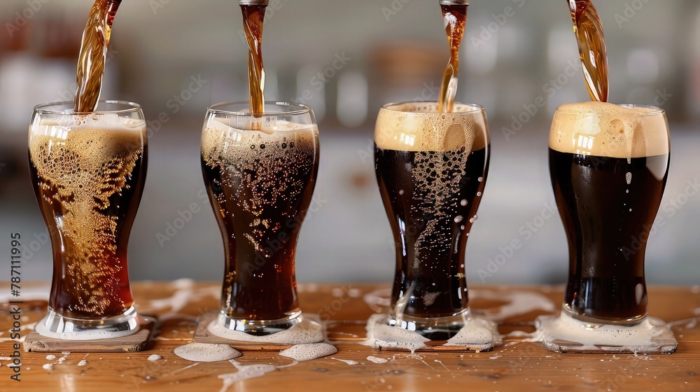 Four stages of a pint of stout from the moment it is poured till it is ...