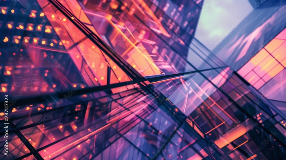 Futuristic abstract architecture scene with geometric shapes and ...