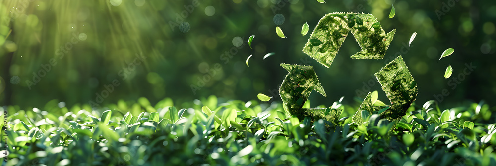 Sustainable Nature Green Recycle Symbol in Forest Setting Green ...